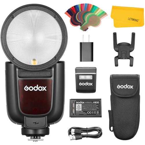 GODOX V1 Pro V1Pro-O Round Head Camera Flash for Olympus Panasonic, TTL ...