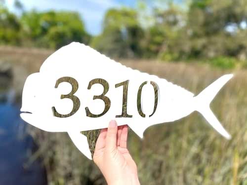 Amazon.com: Weatherproof Mahi Mahi Fish Address Sign, Custom House ...