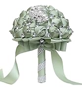 Amazon.com: Mhojpik Bridal Wedding Bouquet Round Bling Brooch Bouquet ...