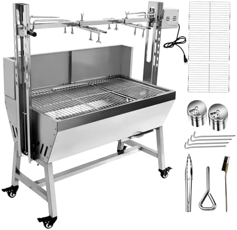 Amazon.com : Rotisserie Grill Stainless Steel Charcoal Spit Roaster, 62 ...