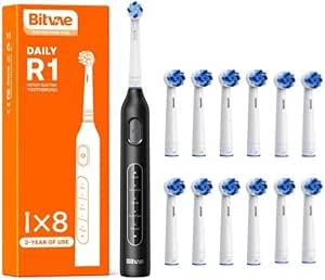 Amazon.com: Bitvae R1 Rotating Electric Toothbrush Black with 13 ...