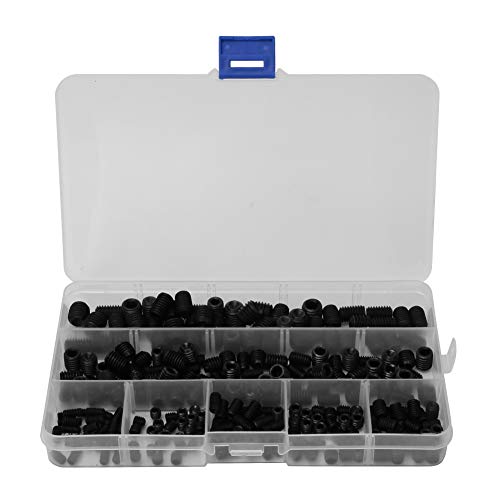 Black Carbon Steel Hex Socket Grub Screw Assortment Kit,M4 M5 M6 M8 M10 ...