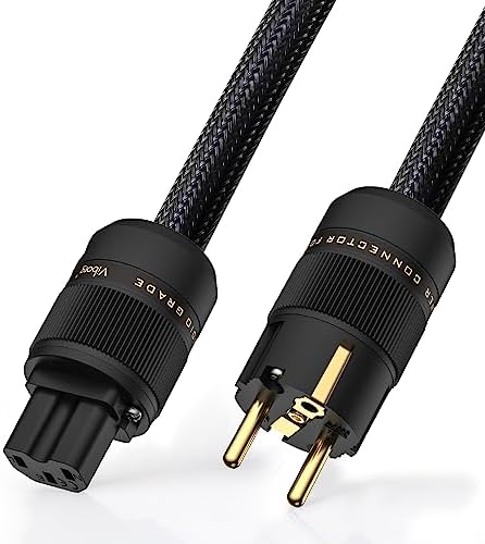 Tertullus Geschirmtes HiFi Netzkabel 2 Polig Schwarz 2m mit IEC Schuko ...