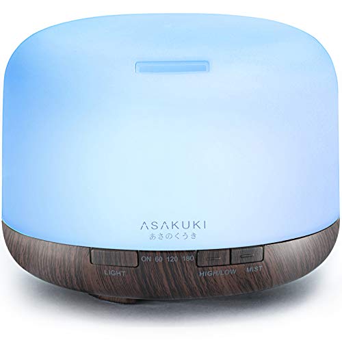 ASAKUKI 500ml Premium, Essential Oil Diffuser, 5 in 1 Ultrasonic ...