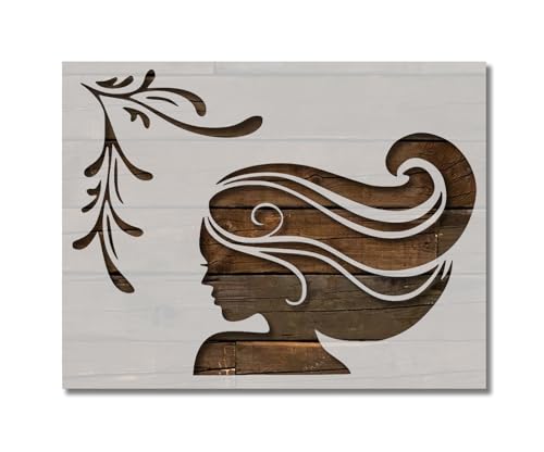 Amazon.com: Woman Girl Hair Wind Stencil Template Reusable for Painting ...