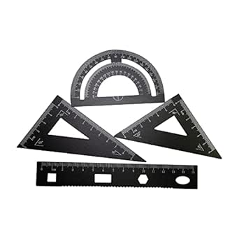 4PCS Metal Protractor Triangle Ruler Set Right Angle Triangle Ruler ...