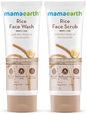 Mamaearth Rice Face Care Combo for Glass Skin | Face Wash + Scrub ...