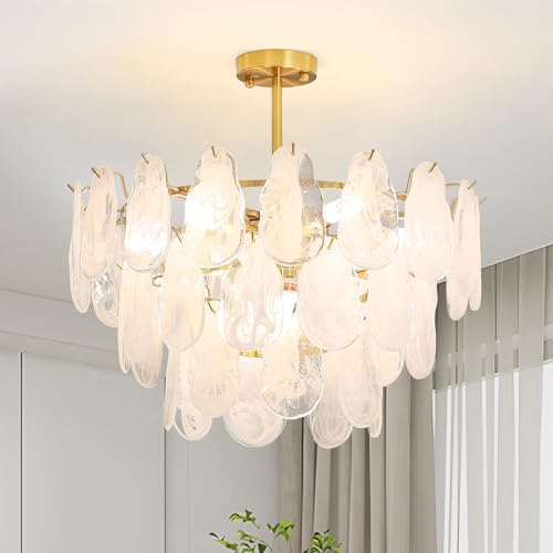 Wansi Shine Cloud Glass Chandelier: 20 Inch Modern Gold Crystal Cloud Chandelier - Multi-Tier 6 ...