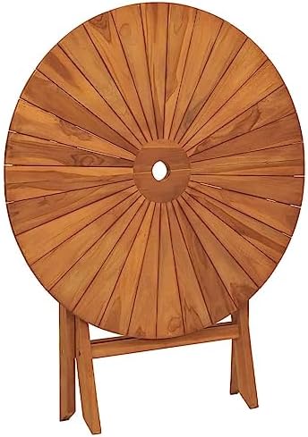 Canditree Outdoor Round Folding Dining Table, Solid Teak Wood Folding ...