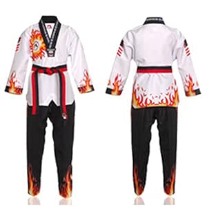 Buy Mudoin Taekwondo Flame Fire Uniform TKD Martial Arts Akido Hapkido WTF POOM School (130(120 ...