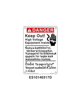 Everlast Sign, 10x14 in, Danger Keep Out High Volt.Trilingual, rd/wh/bk ...