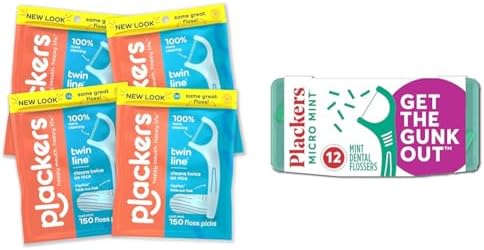 Amazon.com : Plackers Dental Flossers Twin-Line 600 Count (Pack of 4) and Micro Mint Floss Picks ...