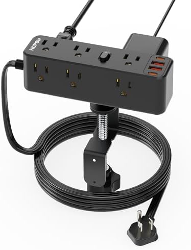 Amazon.com: HOPOW Desk Clamp Power Strip, Desktop Edge Mount Surge ...
