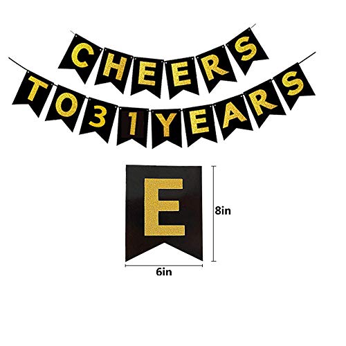 Buy Gold 31st Birthday Decorations kit, Cheers To 31 Years Banner ...