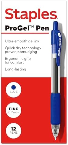 Amazon.com: Staples Gel Pens, ProGel™ Retractable Writing Pen, Fine ...
