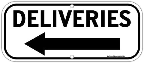 Amazon.com: Deliveries Sign with Arrow, 14x6 Inches Rectangle Rust Free ...