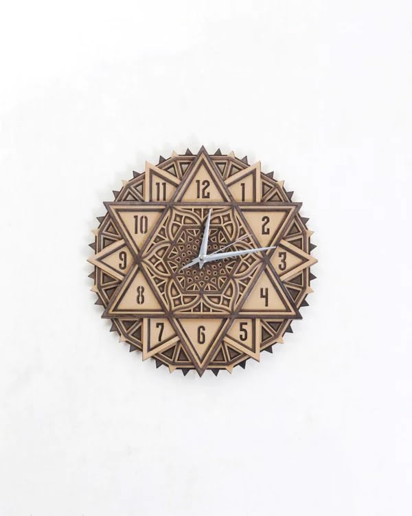 Buy KASTHAM wooden crafts Mandala Clock Wooden Layered Wall Clock ...