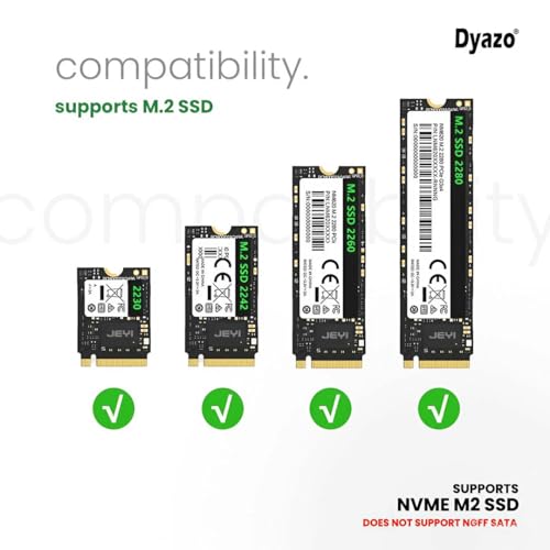 Dyazo NVME M2 SSD Enclosure USB 3.0 Micro B and USB 3.1 Type C Gen1 (up ...