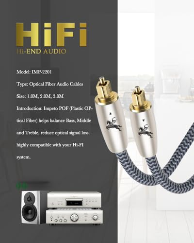 Impeto Câble audio numérique à fibre optique pour barre de son Cordon ...