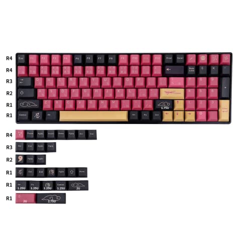 Red Samurai Keycaps 129 Keys Cherry Profile PBT Keycaps Set Fit for ...