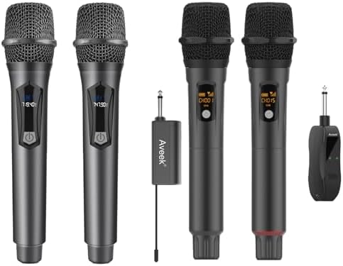 Amazon.com: Aveek Wireless Microphones for Karaoke 4 Packs : Musical ...