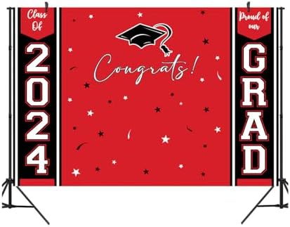 Amazon.com: Ticuenicoa 9×6ft Graduation Backdrop Red Black Congrats ...
