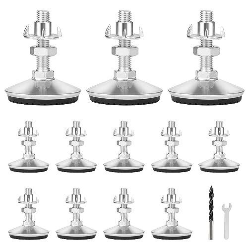 lalago Pack of 12 Furniture Feet, Table Feet, Adjustable, M10 x 30 mm ...