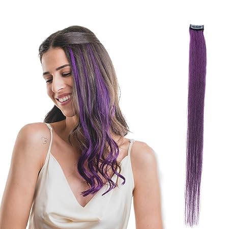 kerav Good Length Straight Purple Color Strick Hair-Extension : Amazon ...