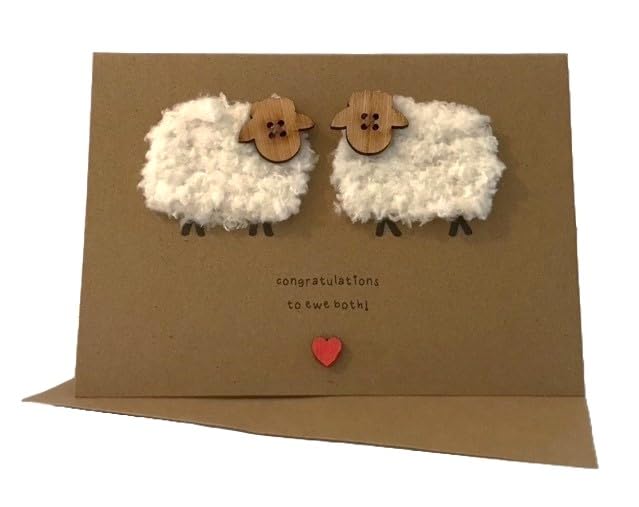 Handmade Wedding/Engagement Card - Sheep - Congratulations to ewe both ...