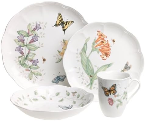 Amazon.com | Lenox Butterfly Meadow Fine Porcelain 16-Piece Dinnerware ...