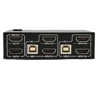 KVM Switch HDMI 2 Port Box, Dual Monitor KVM Switch HDMI 2 Port for 2 ...
