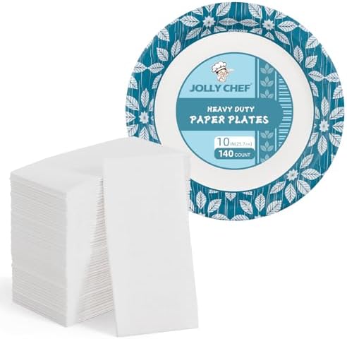 Amazon.com: JOLLY CHEF 10 inch 140 Pack Disposable Paper Plates Soak ...
