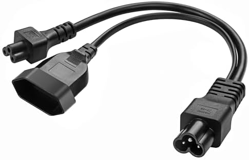 CERRXIAN 1 Foot C6 to C5 + EU Y Plug Power Splitter Cable IEC 320 C6 ...