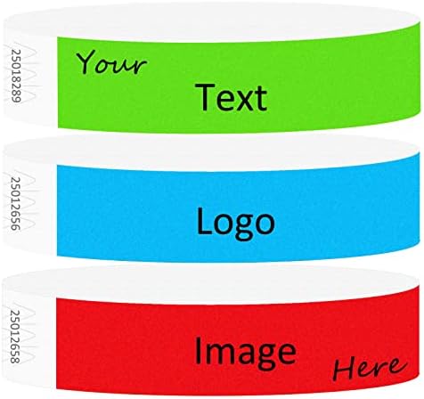 Personalised Wristbands for Events 100 Pack Tyvek Custom Wrist Bands ...