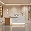 UKETO Curved Reception Desk with LED Light, High Gloss Lacquer Front ...