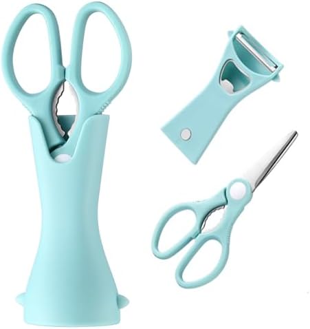 Amazon.com: Kitchen Scissors with Magnetic Storage Base Serrated Blade ...