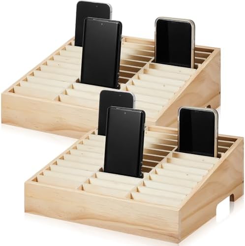 Amazon.com: Lawei 36-Grid Wooden Cell Phone Holder, Mobile Phone and ...