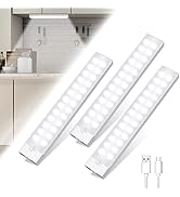 Tailcas Under Cabinet Kitchen Lights, 3 Pack 2000mAh 26 LED Motion ...