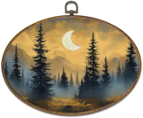 Amazon.com: kdqua Vintage Forest Moon Oval Wall Art Decor, Nature ...