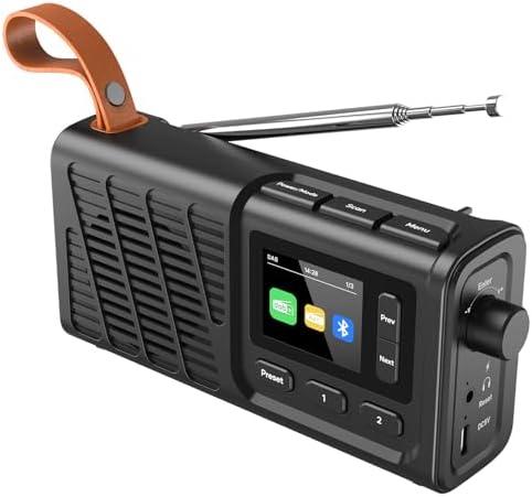 Portable DAB Radio with Bluetooth, USB Rechargeable FM Radio, Battery ...