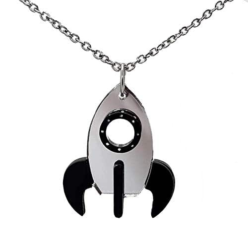 Amazon.com: Outer Space Rocket Ship Silver Pendant Necklace, Science ...