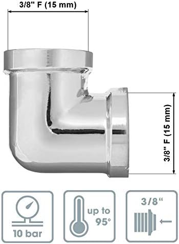 3/8″ Female – Female Chrome Elbow BSP Thread Pipe Connection Screwed ...