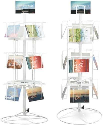 Amazon.com: Zonon 2 Pcs 12 Pocket 3 Tier Metal Rotating Card Display ...