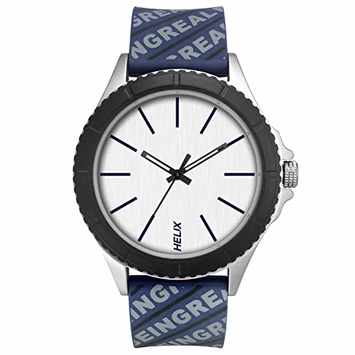helix 3 Hands Men's Analog Silver Dial Coloured Quartz Watch, Round ...