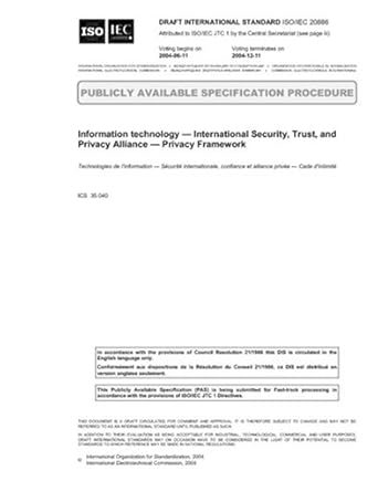 ISO/IEC DIS 20886, Information technology - International Security ...