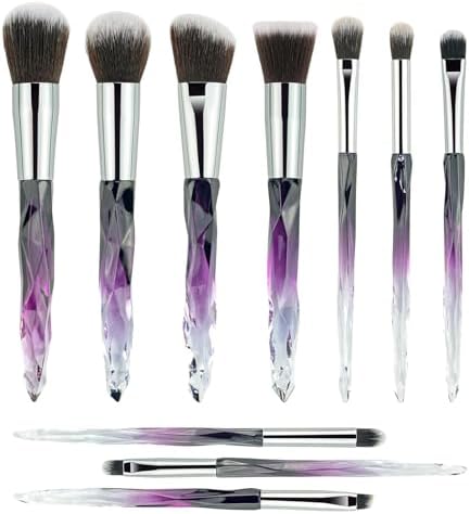 Amazon.com: Crystal Makeup Brushes Colorful Blue 10PCS, Cute Make up ...