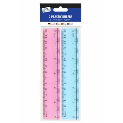 PLASTIC RULERS - 2 Pack Assorted Stationery 6 Inch/15cm Pack School ...