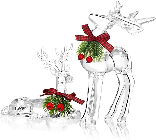 Amazon.com: Bucherry 2 Pcs Christmas Reindeer Figurines Decoration ...