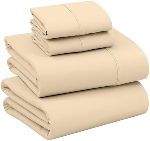 Amazon.com: RUVANTI 100% Cotton Sheets for Queen Size Bed - Crispy ...