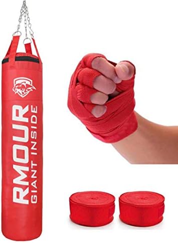 Buy RMOUR Red Unfilled Heavy SRF Synthetic Leather Punch Bag Boxing MMA ...